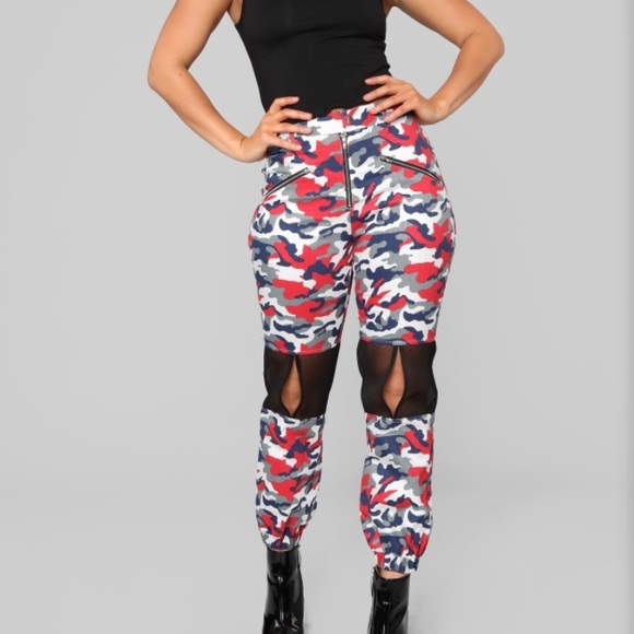 Fashion Nova | Pants & Jumpsuits | Fashion Nova High Waisted Red Camo ...
